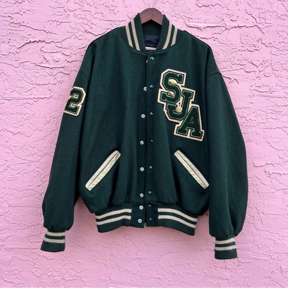 Jackets & Coats | Delong Wool Varsity Jacket Letterman Jacket Green ...
